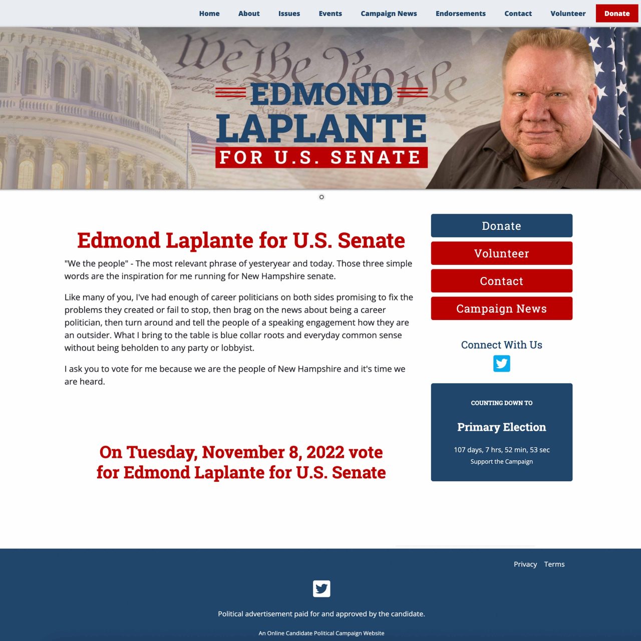 Campaign Website Design for US Senate Candidates
